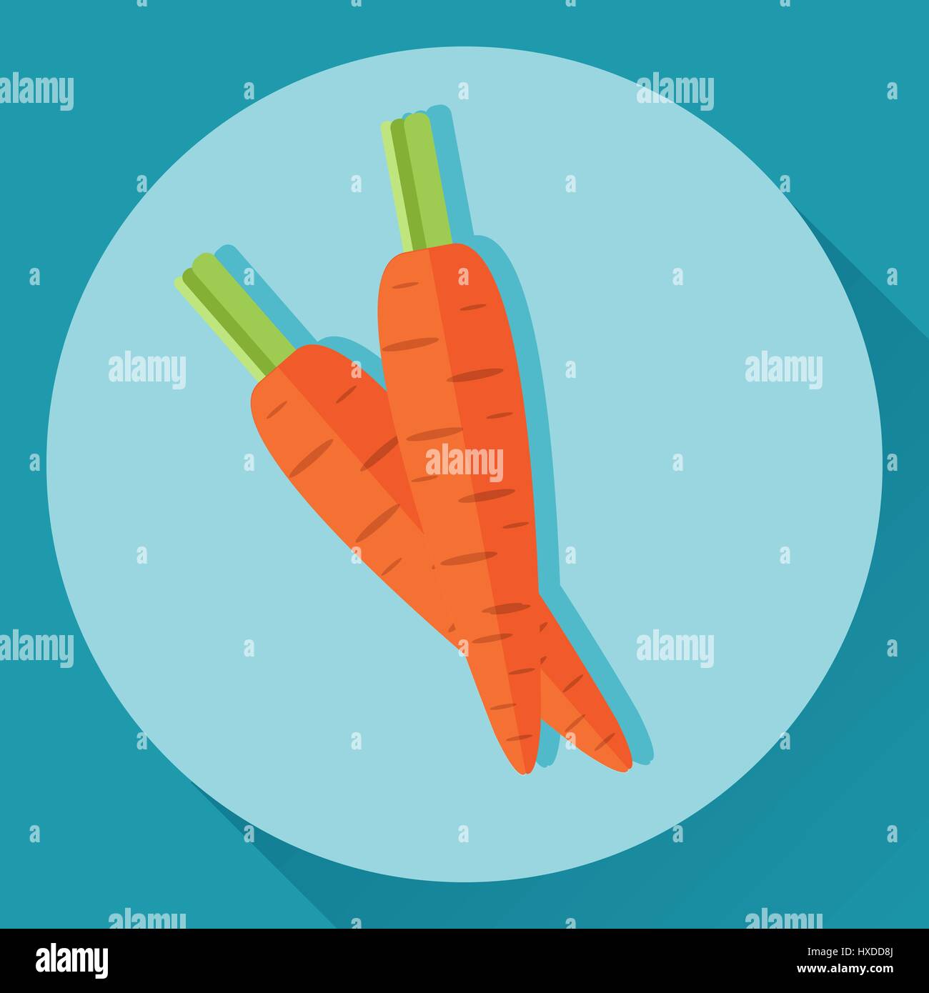 Vector flat cartoon style icon of two carrots with green stem Stock ...