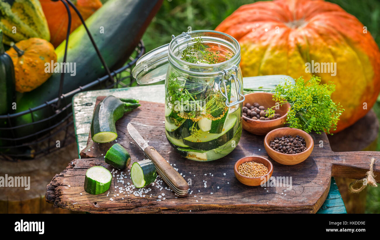 Ingredients for pickling courgettes and squash Stock Photo - Alamy