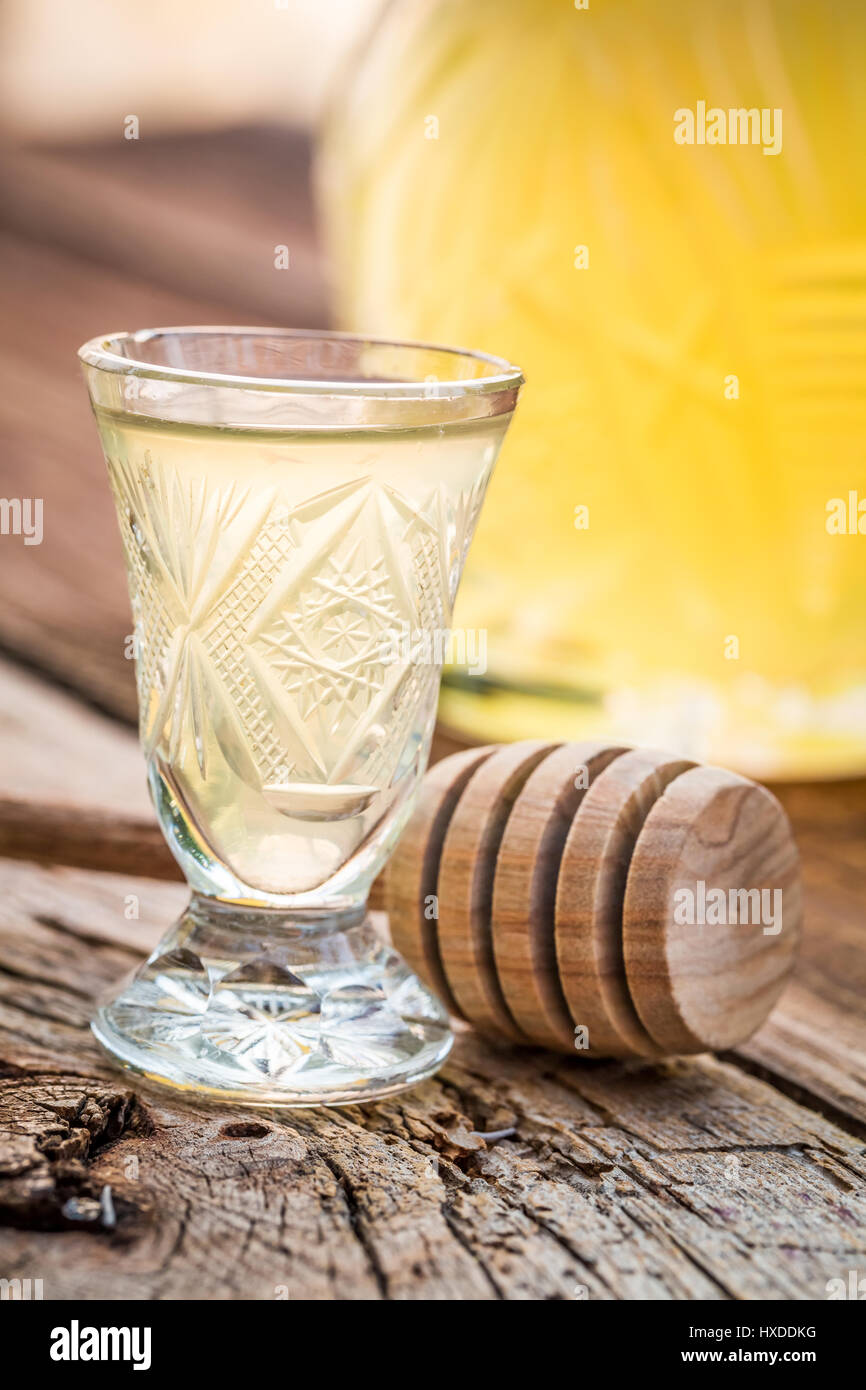 Tasty homemade liqueur made of honey and alcohol Stock Photo - Alamy
