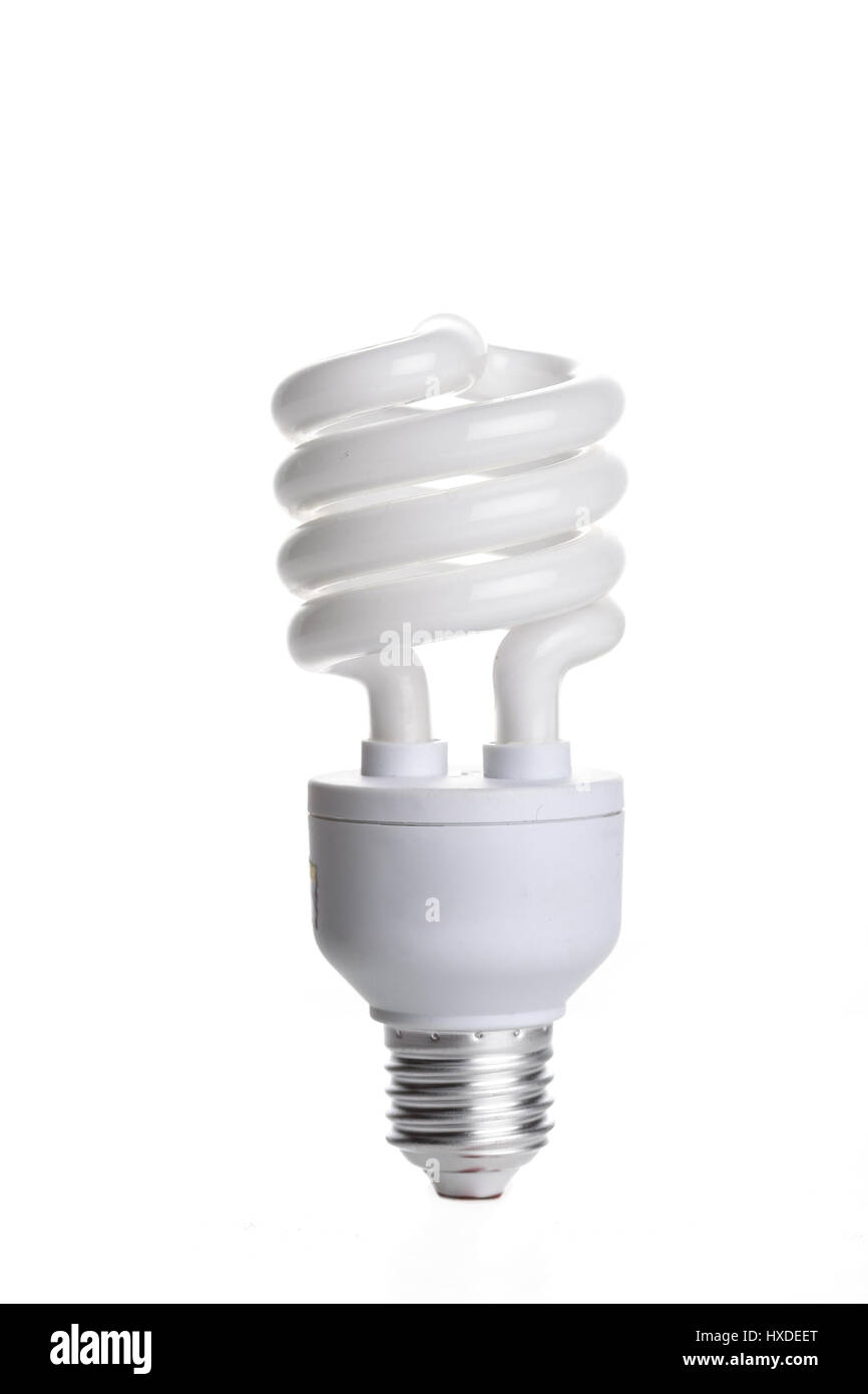 fluorescent light bulb isolated in white background Stock Photo - Alamy