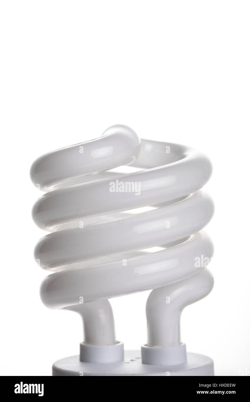 fluorescent light bulb isolated in white background Stock Photo - Alamy