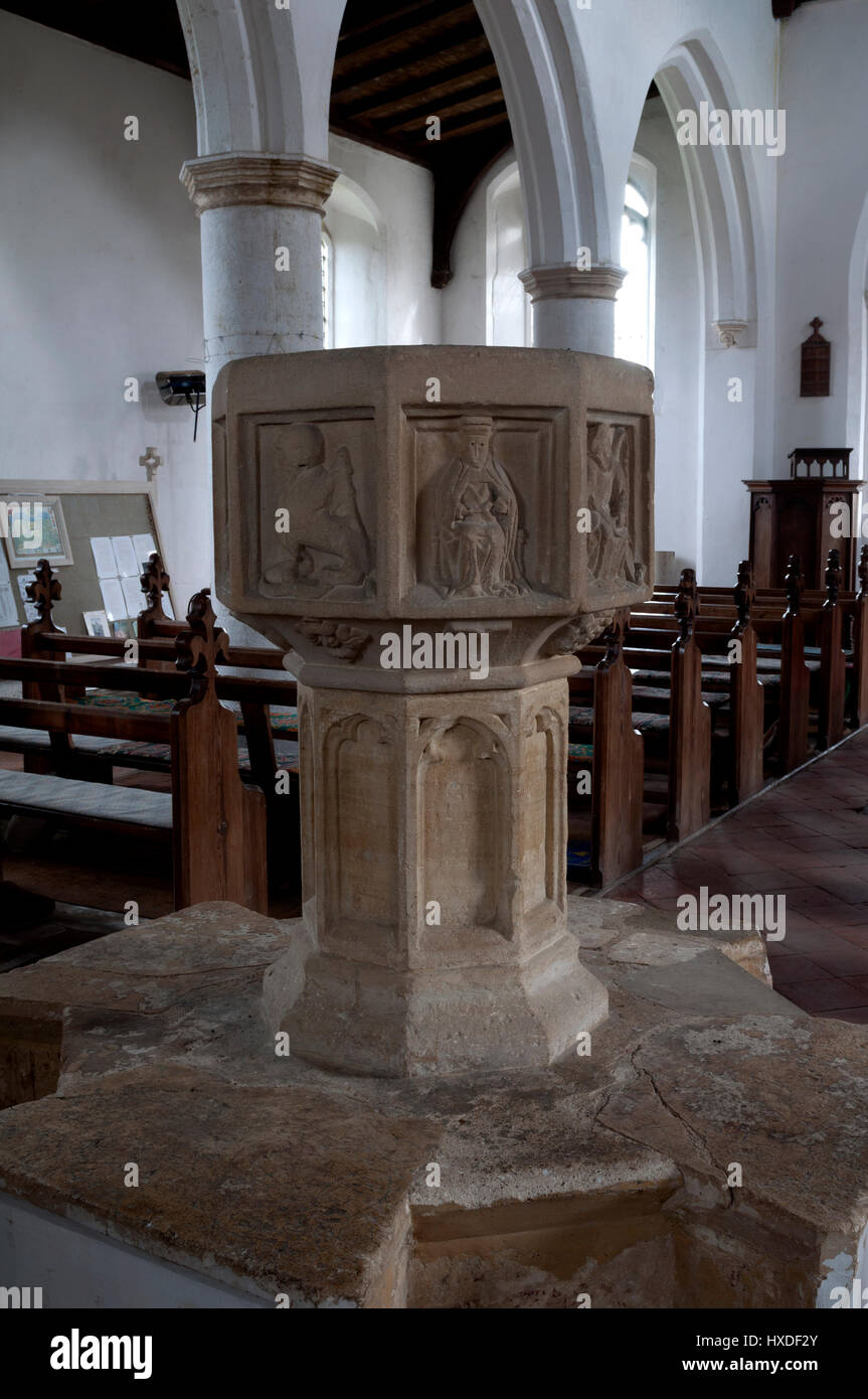 The font, All Saints Church, Morston, Norfolk, England, UK Stock Photo ...