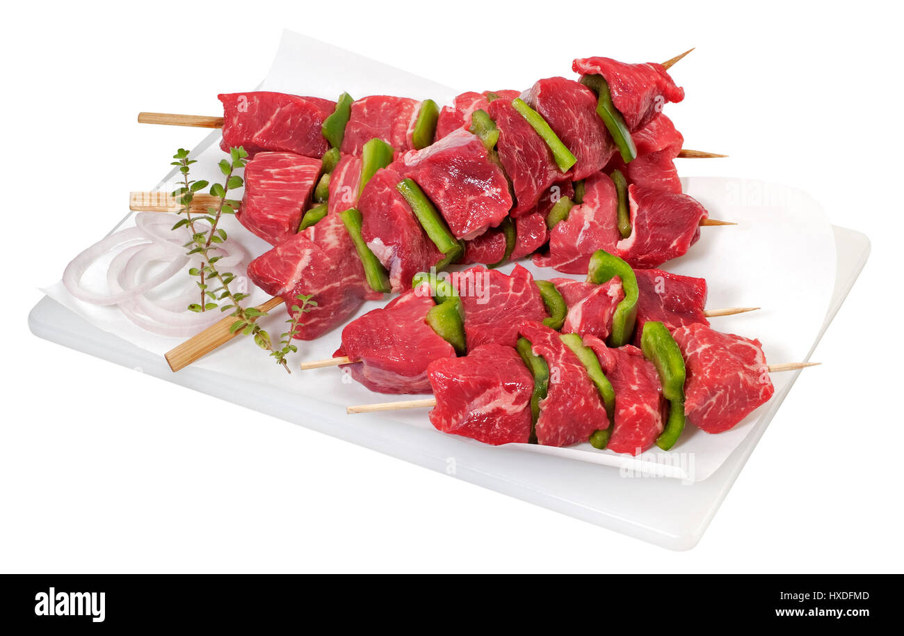 Raw Beef Brochettes Stock Photo - Alamy