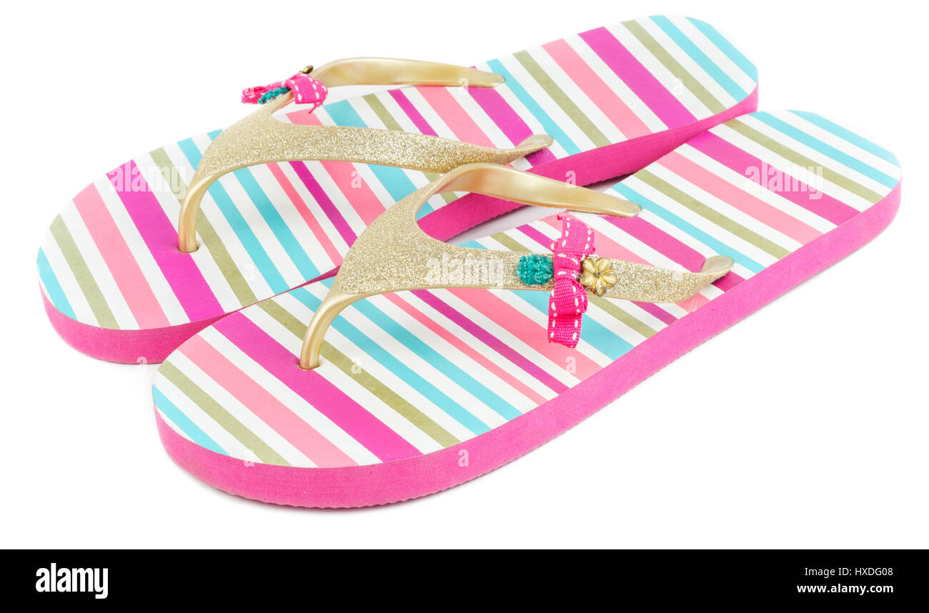 Summer fashion striped slippers isolated on white background Stock ...