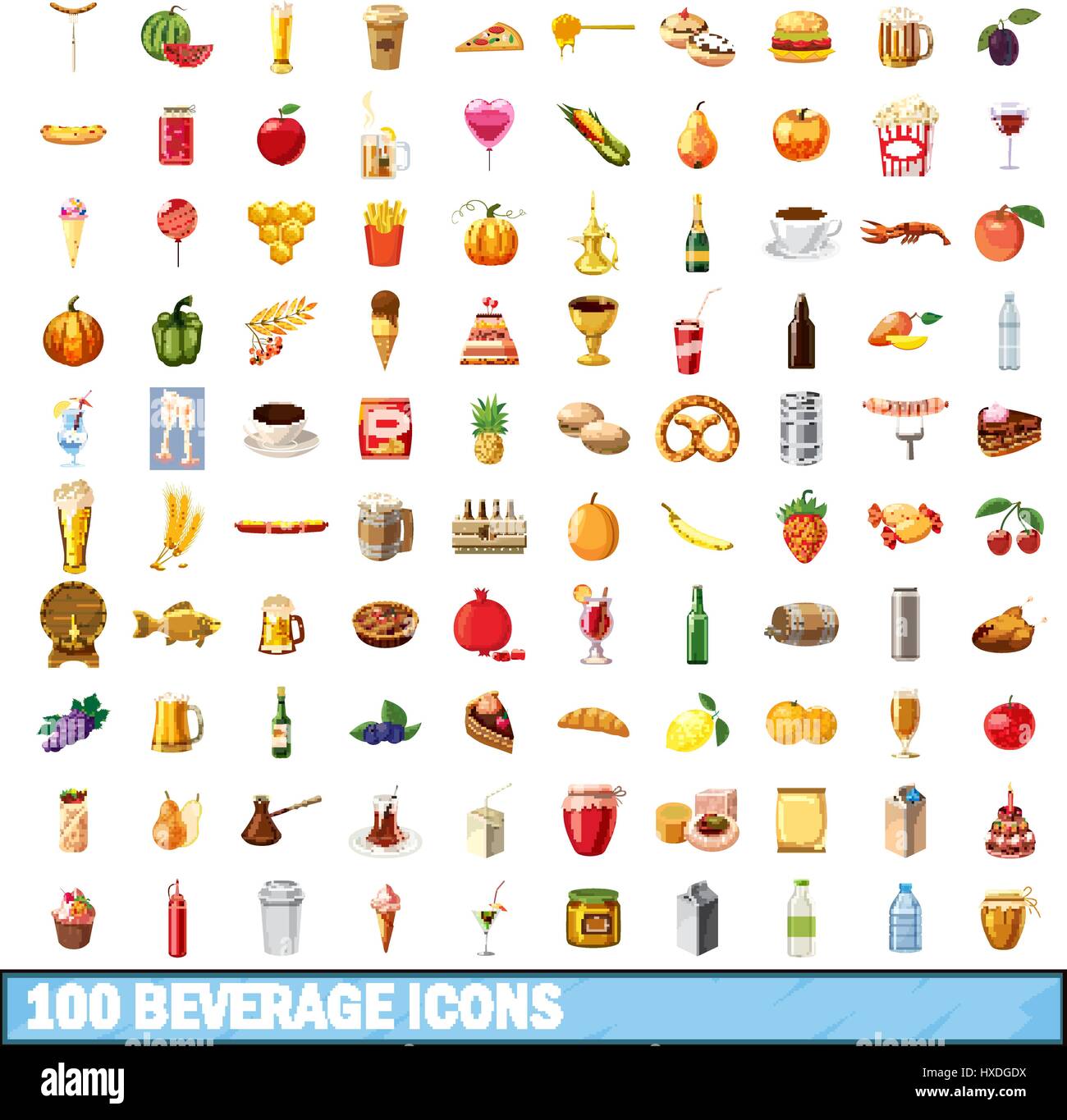 100 beverage icons set, cartoon style Stock Vector Image & Art - Alamy