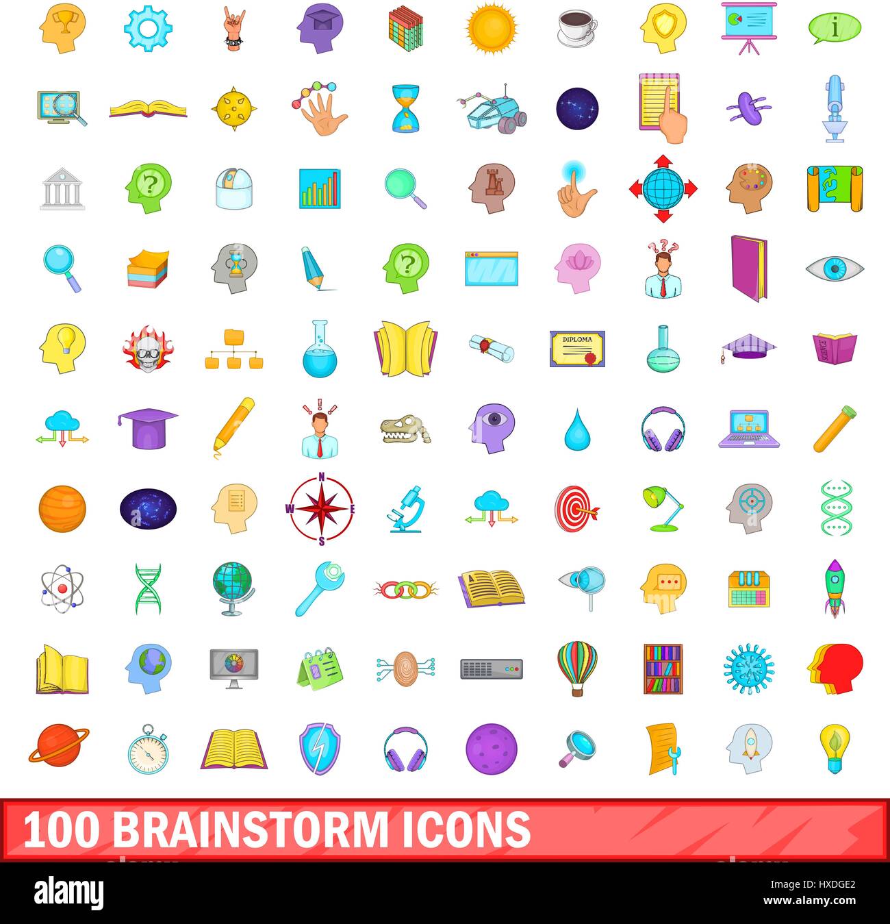 100 brainstorm icons set, cartoon style Stock Vector Image & Art - Alamy