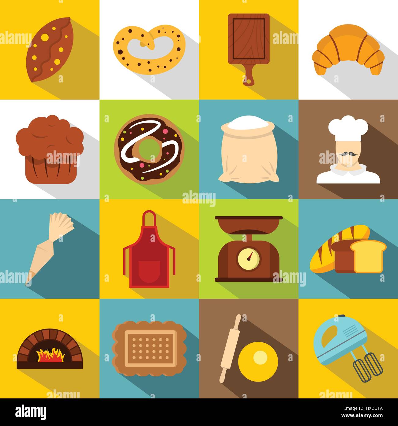 Bakery icons set, flat style Stock Vector Image & Art - Alamy