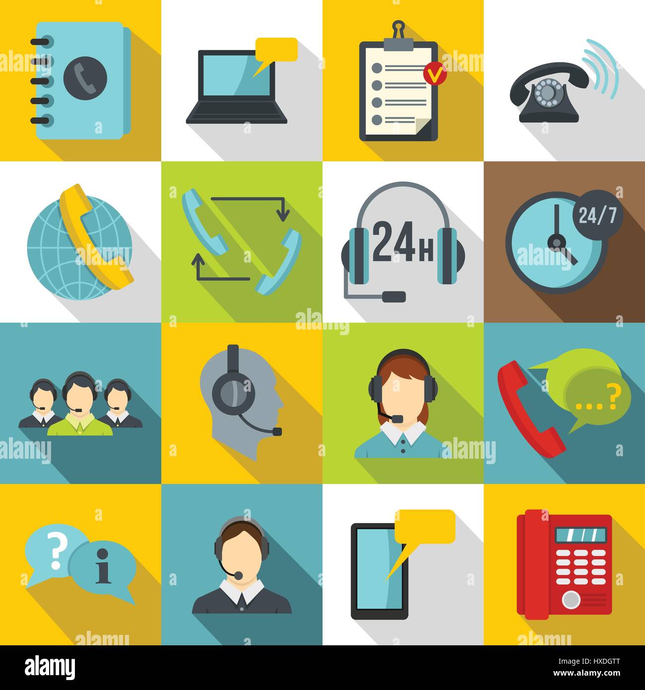Call center symbols icons set, flat style Stock Vector Image & Art - Alamy