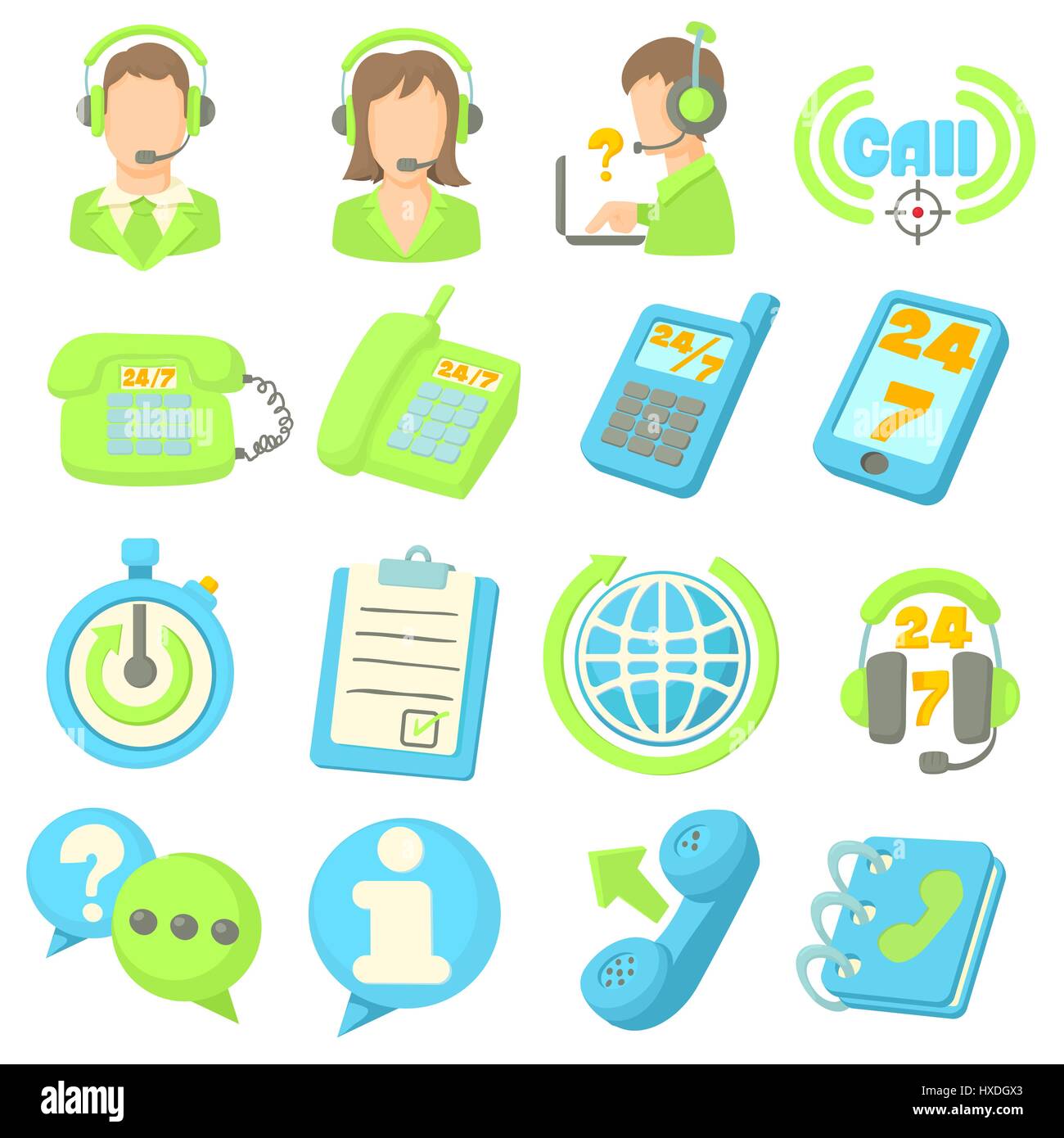 Call center items icons set, cartoon style Stock Vector Image & Art - Alamy