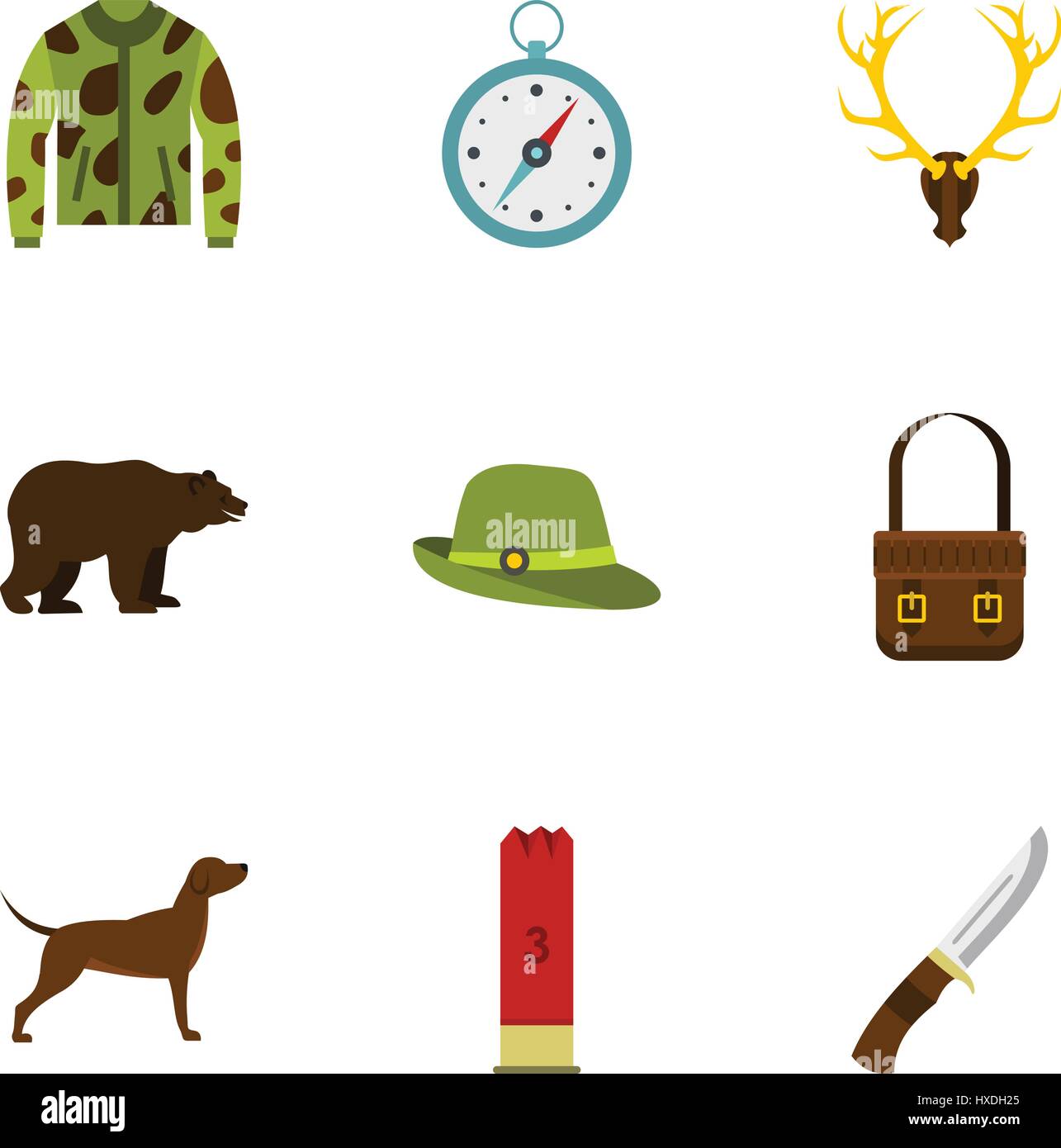 Hunting icons set, flat style Stock Vector Image & Art - Alamy