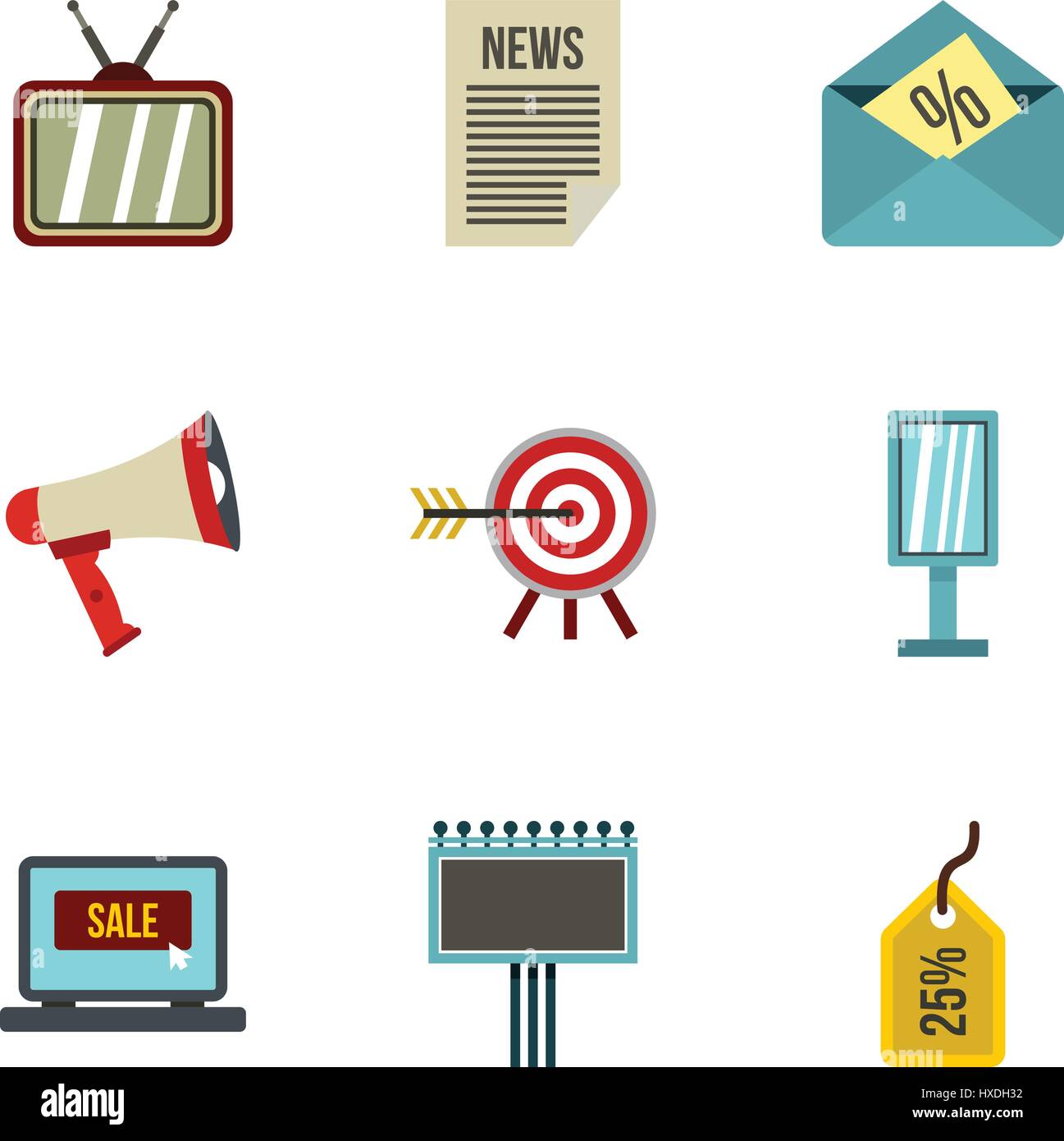 Contextual advertising icons set, flat style Stock Vector Image & Art ...