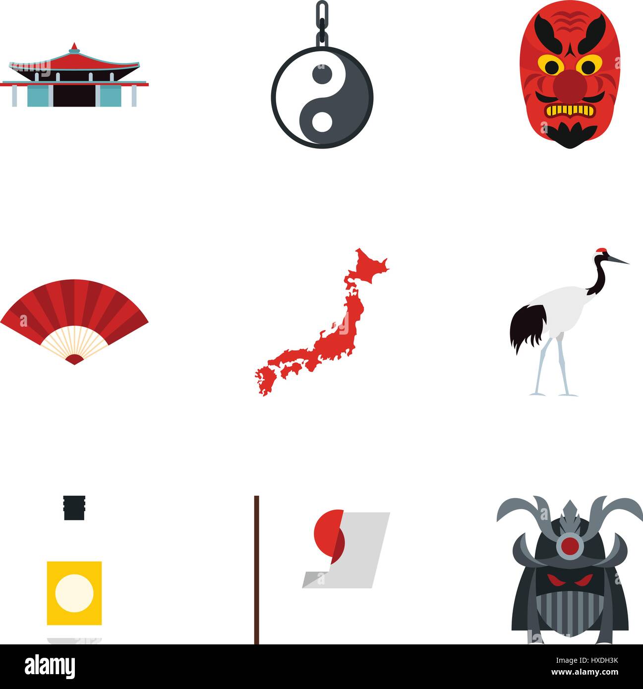 Japan icons set, flat style Stock Vector Image & Art - Alamy