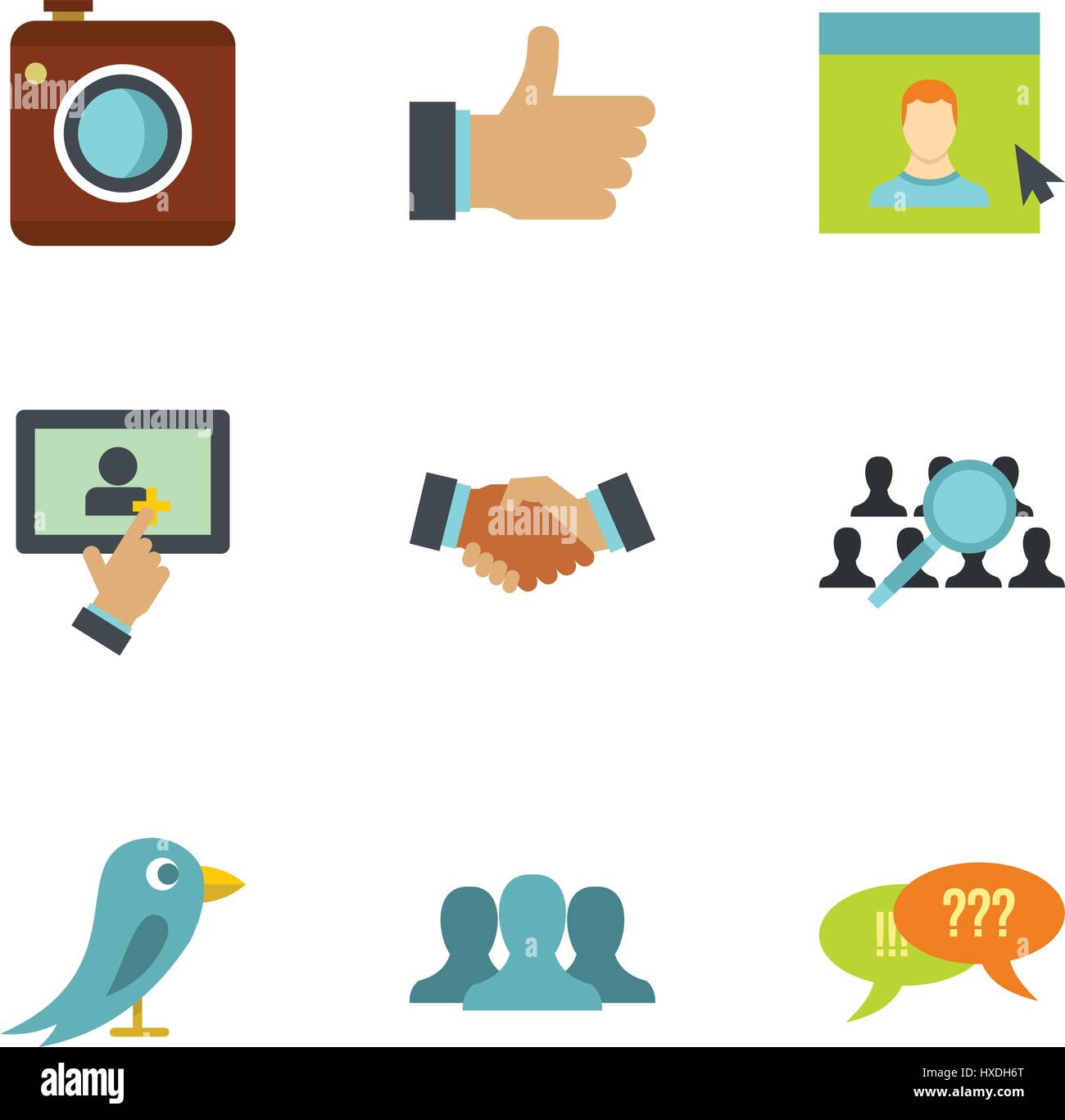 Communication via internet icons set, flat style Stock Vector Image ...