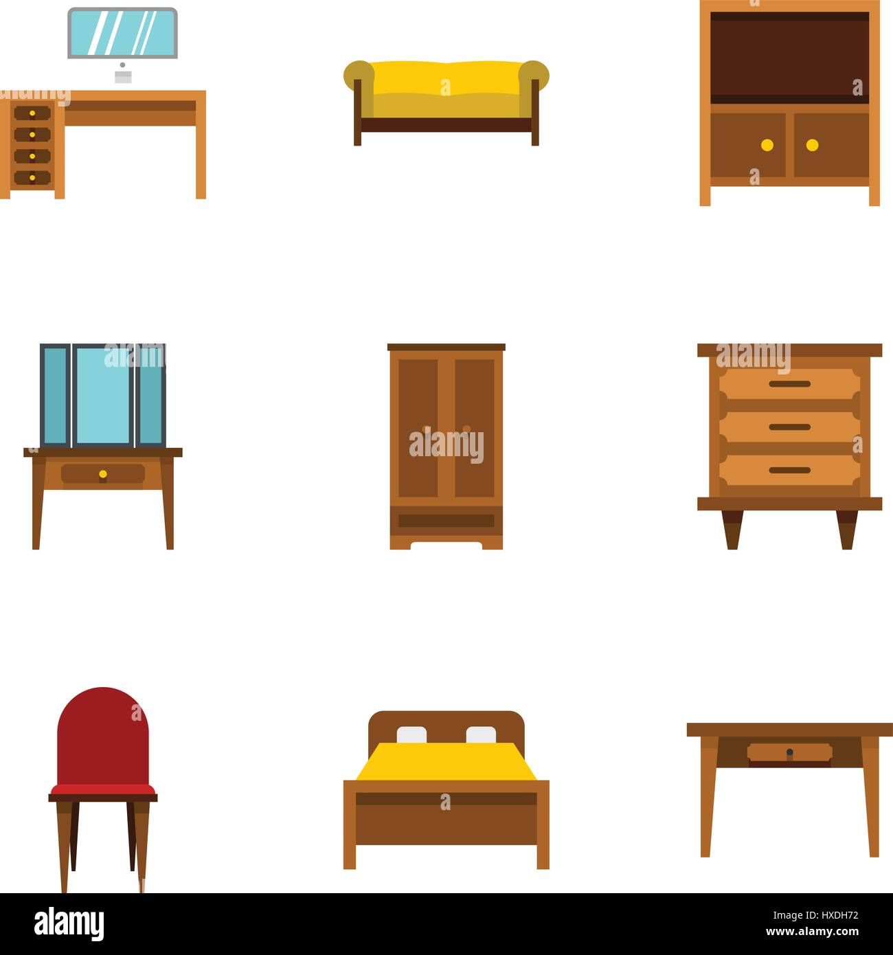 Furniture icons set, flat style Stock Vector Image & Art - Alamy