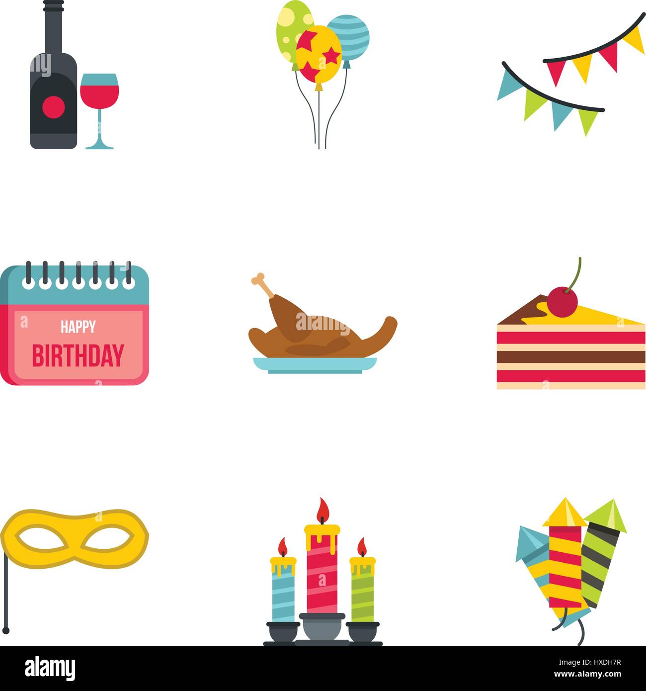 Children party icons set, flat style Stock Vector Image & Art - Alamy