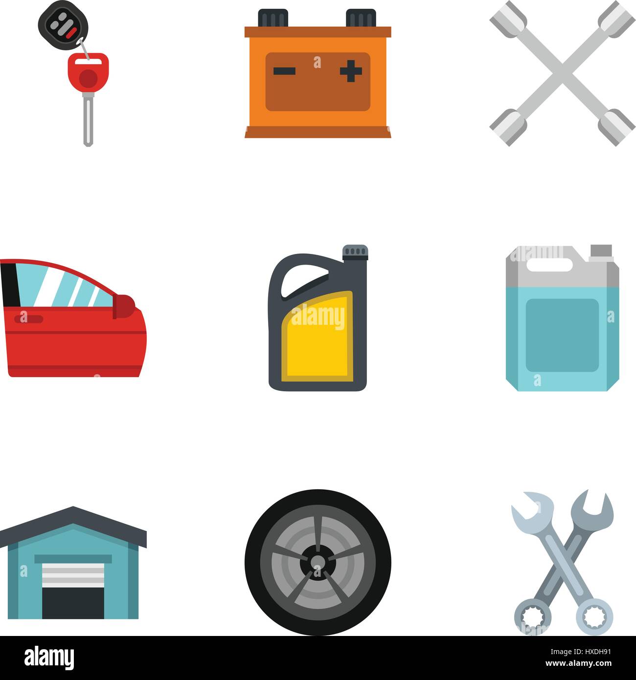 Renovation for machine icons set, flat style Stock Vector Image & Art ...