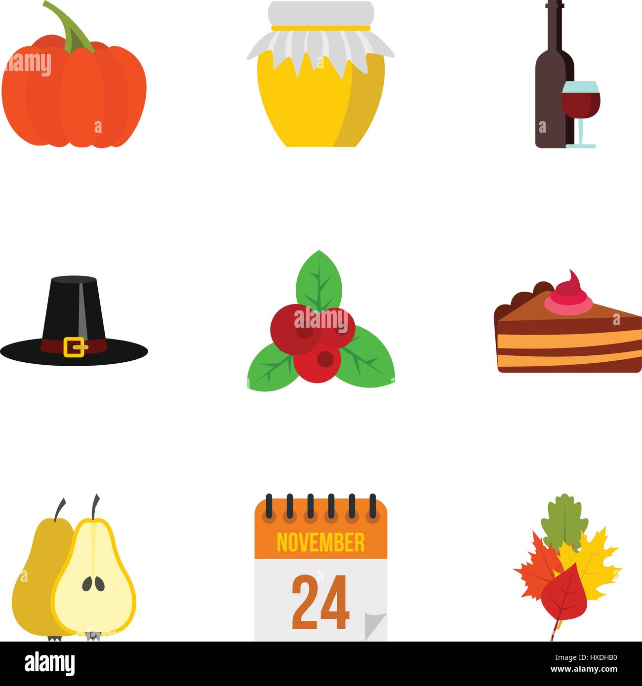 Thanksgiving day icons set, flat style Stock Vector Image & Art - Alamy