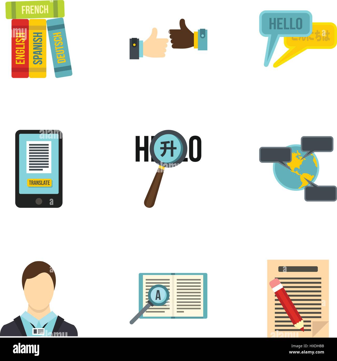 Language learning icons set, flat style Stock Vector Image & Art - Alamy