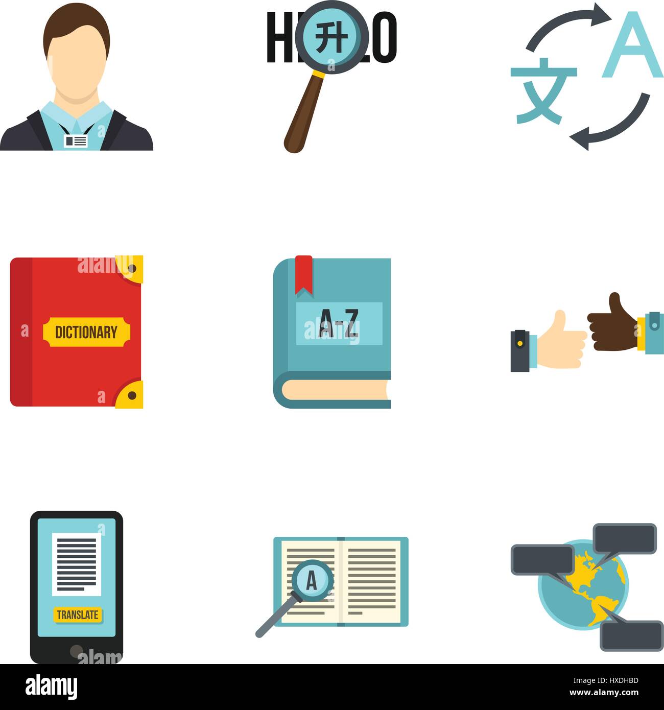 Languages icons set, flat style Stock Vector Image & Art - Alamy