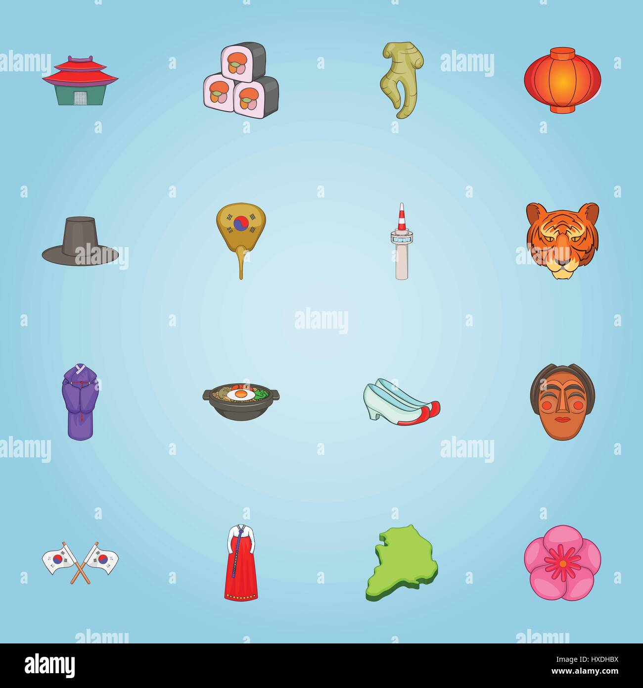 South Korea icons set, cartoon style Stock Vector Image & Art - Alamy