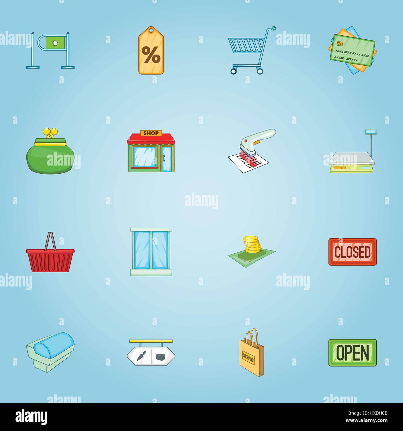 Shopping icons set, cartoon style Stock Vector Image & Art - Alamy