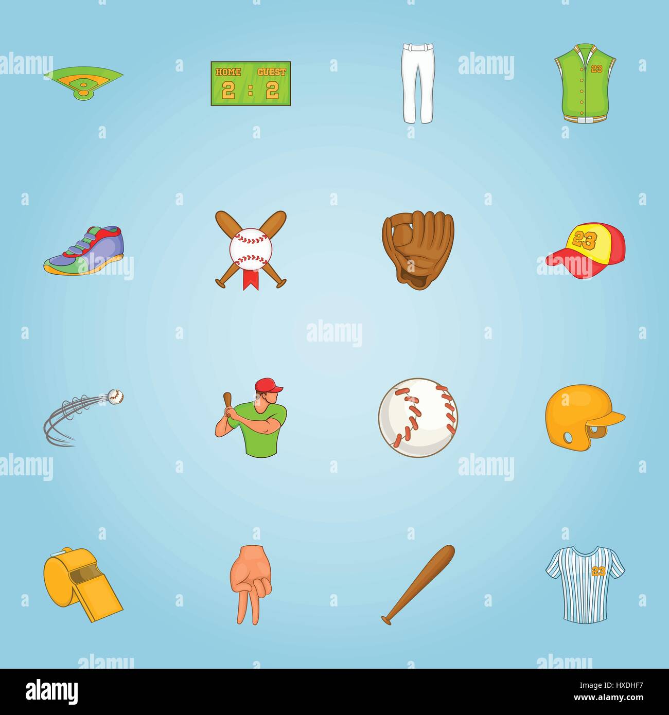 Baseball icons set, cartoon style Stock Vector Image & Art - Alamy
