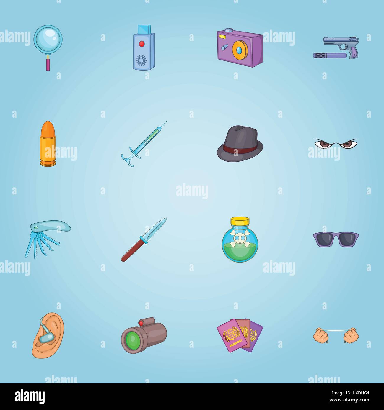 Spy icons set, cartoon style Stock Vector Image & Art - Alamy