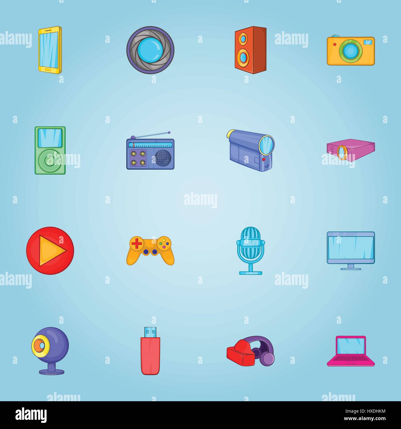 Electronic devices icons set cartoon hi-res stock photography and ...