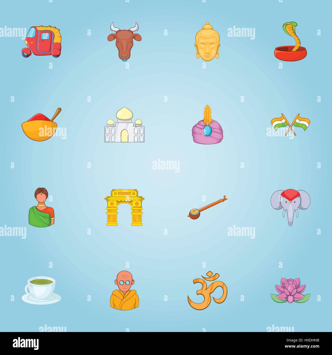 India icons set, cartoon style Stock Vector Image & Art - Alamy