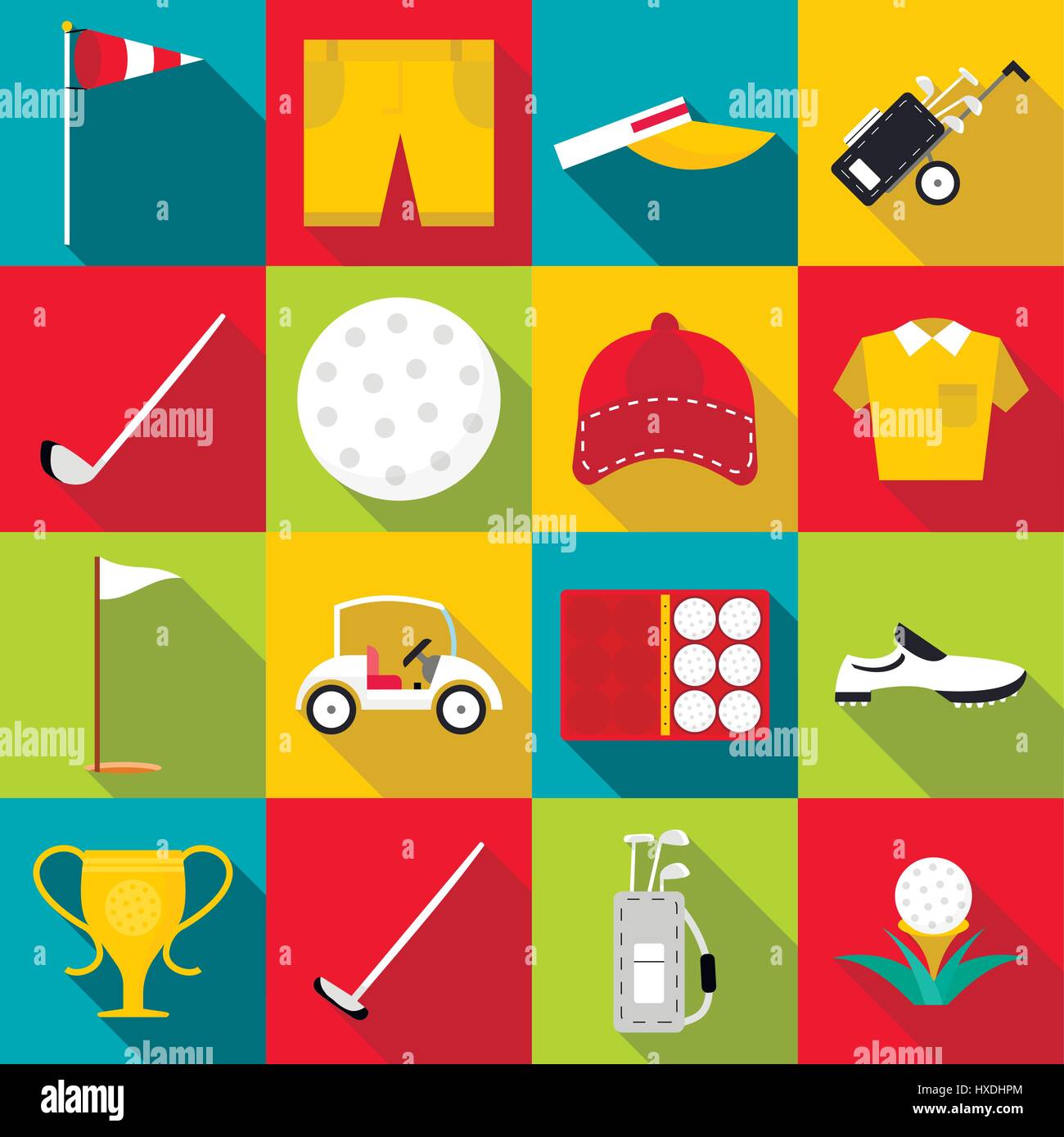 Golf icons set, flat style Stock Vector Image & Art - Alamy