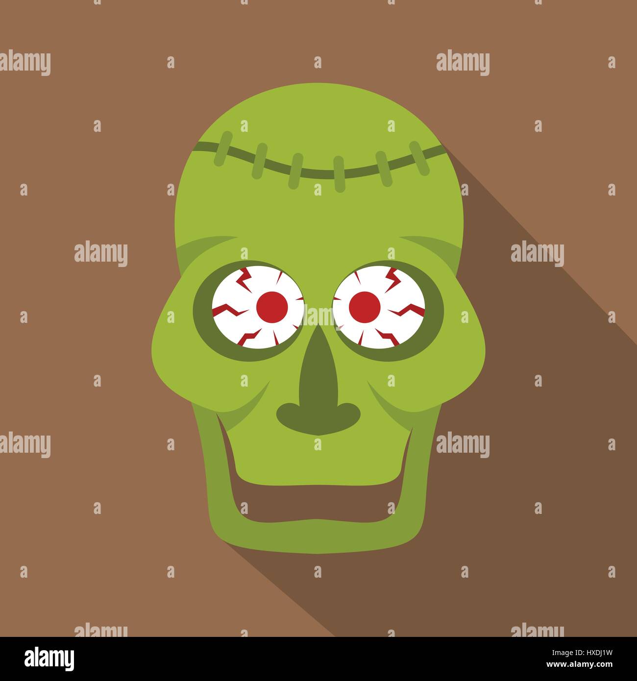 Green zombie skull icon, flat style Stock Vector Image & Art - Alamy