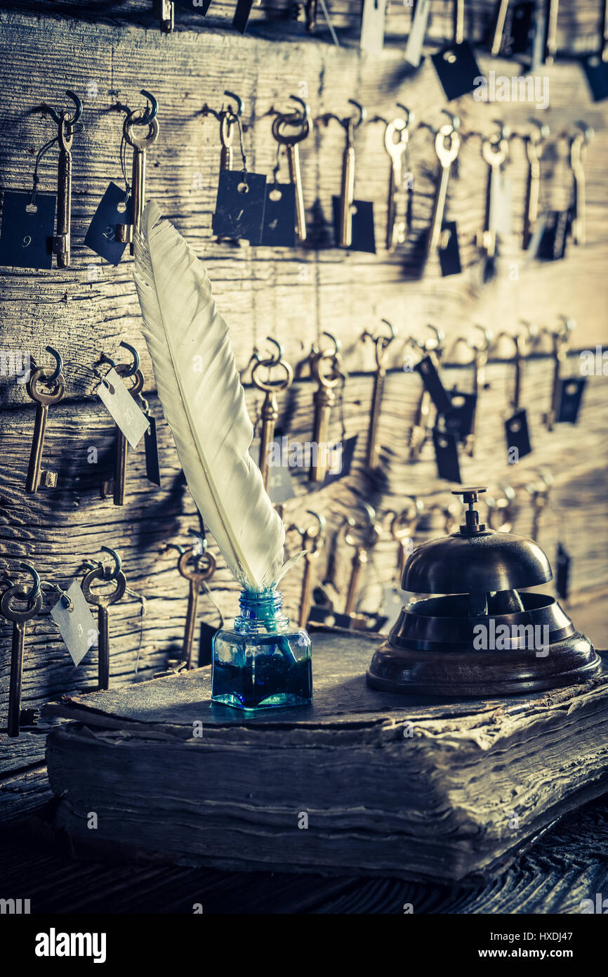 Old hotel reception room key hi-res stock photography and images - Alamy