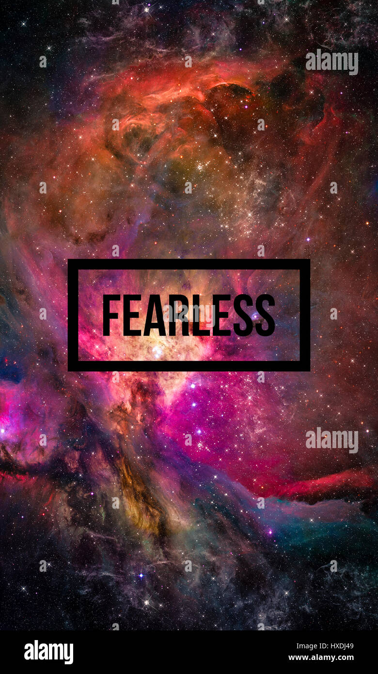 Fearless motivational quote on night starry sky background Stock Photo ...