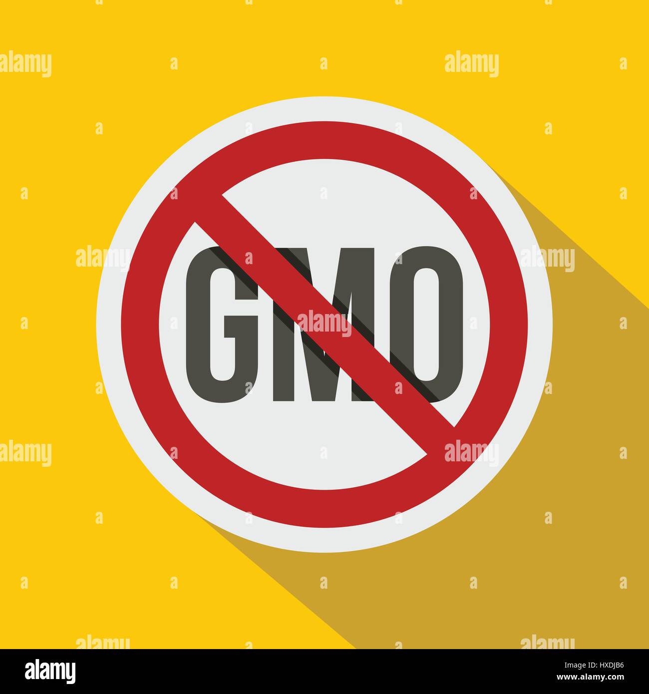 Stop GMO, red prohibition sign icon, flat style Stock Vector Image ...