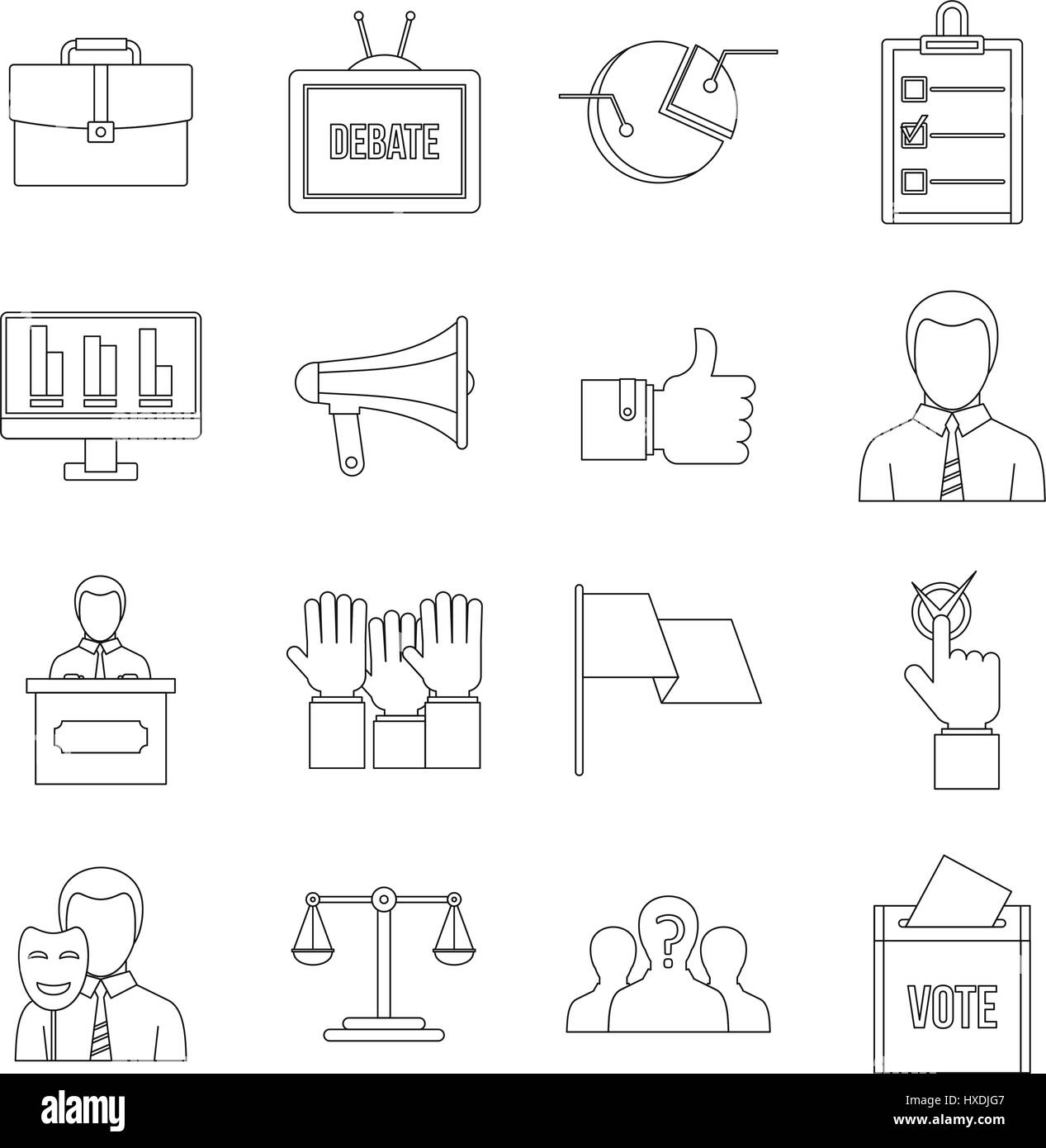 Election voting icons set, outline style Stock Vector Image & Art - Alamy