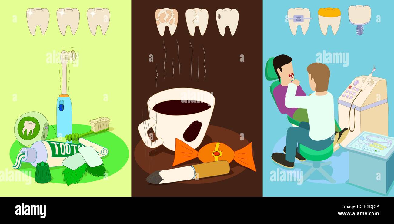 Dental horizontal banners set, cartoon style Stock Vector Image & Art ...