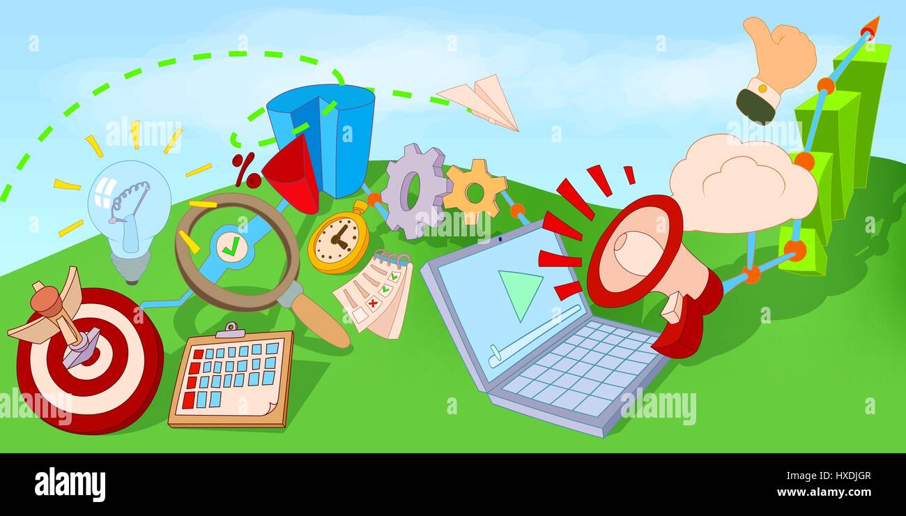 Marketing horizontal banner, cartoon style Stock Vector Image & Art - Alamy