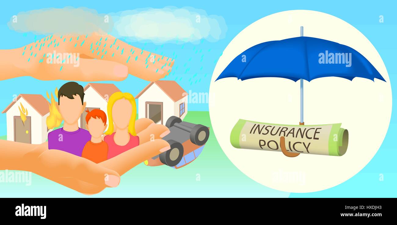 Insurance horizontal banner, cartoon style Stock Vector Image & Art - Alamy