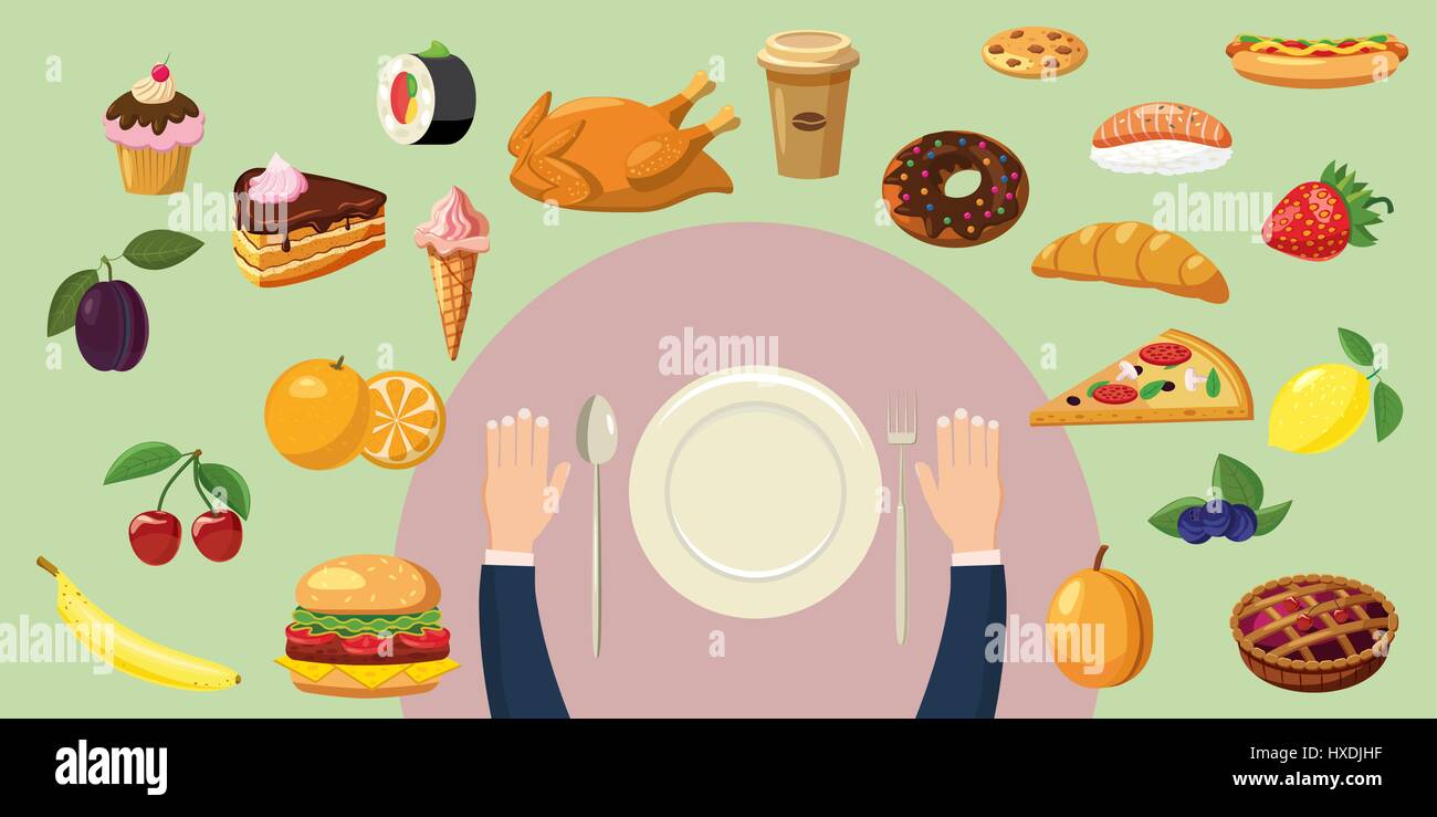 Food horizontal banner plate, cartoon style Stock Vector Image & Art ...