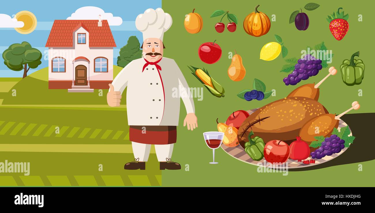 Food horizontal banner cook, cartoon style Stock Vector Image & Art - Alamy