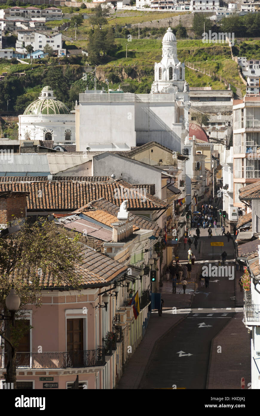 Equador, Quito, downtown street scene, Garcia Moreno Stock Photo - Alamy