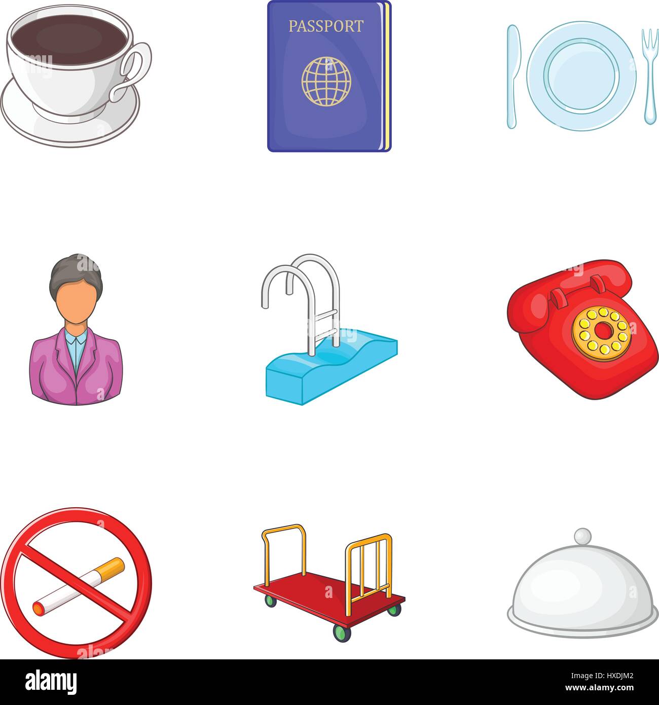 Hotel icons set, cartoon style Stock Vector Image & Art - Alamy