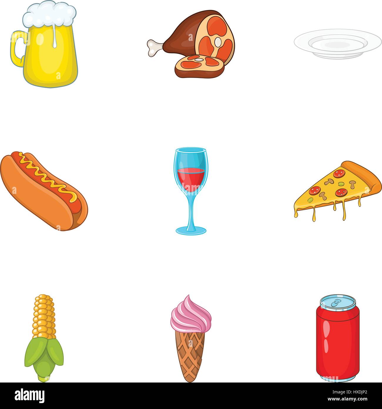 Junk food icons set, cartoon style Stock Vector Image & Art - Alamy