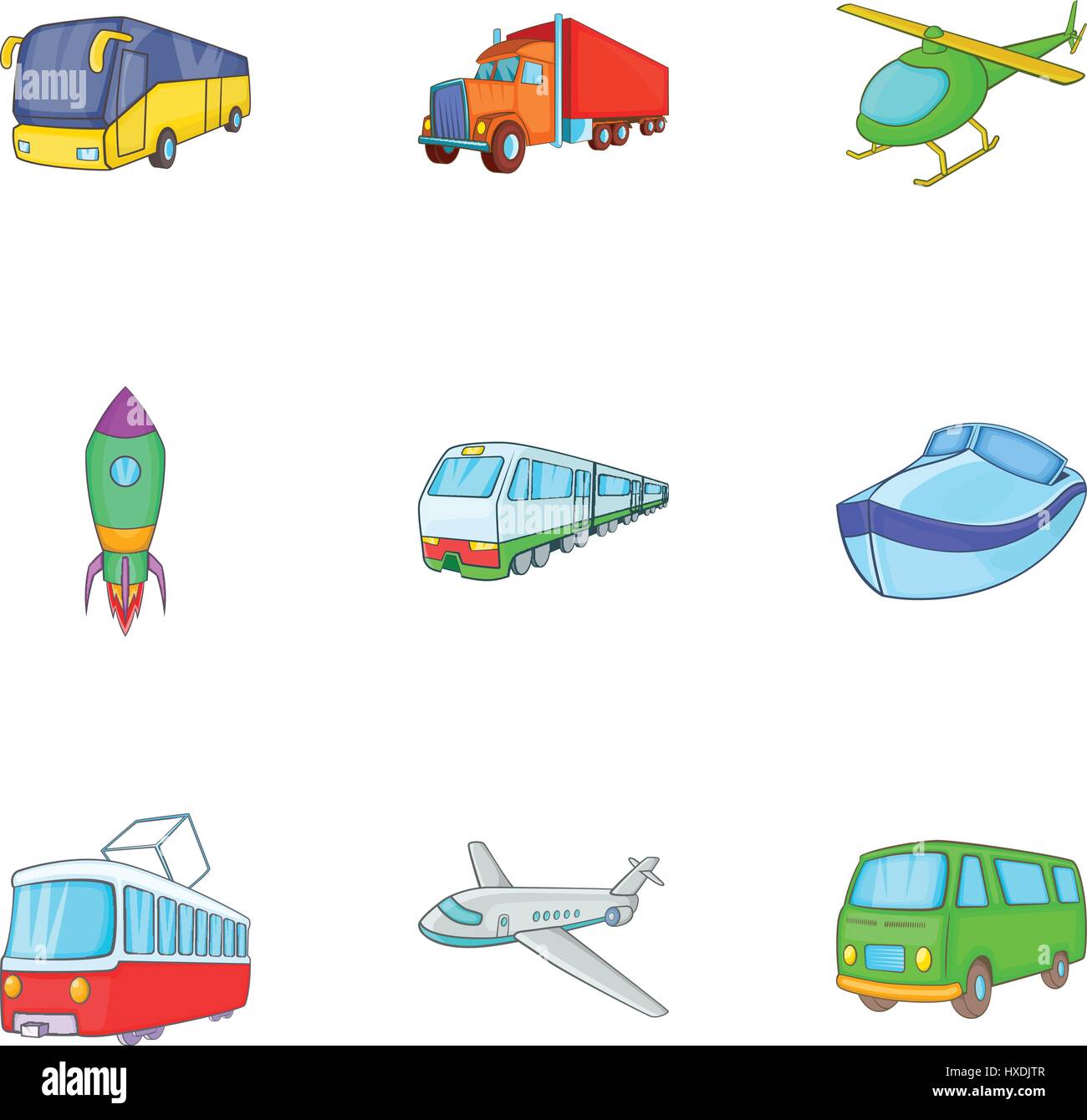 Variety of transport icons set, cartoon style Stock Vector Image & Art ...