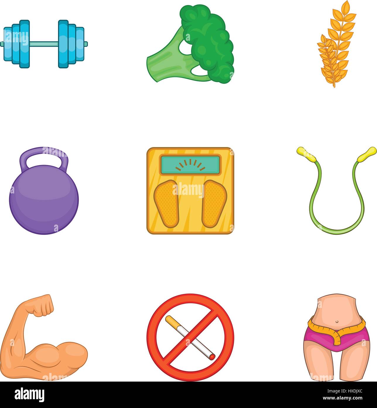 Correct way of life icons set, cartoon style Stock Vector Image & Art ...