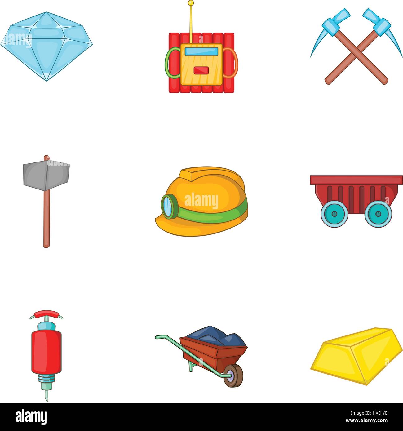 Mining activities icons set, cartoon style Stock Vector Image & Art - Alamy