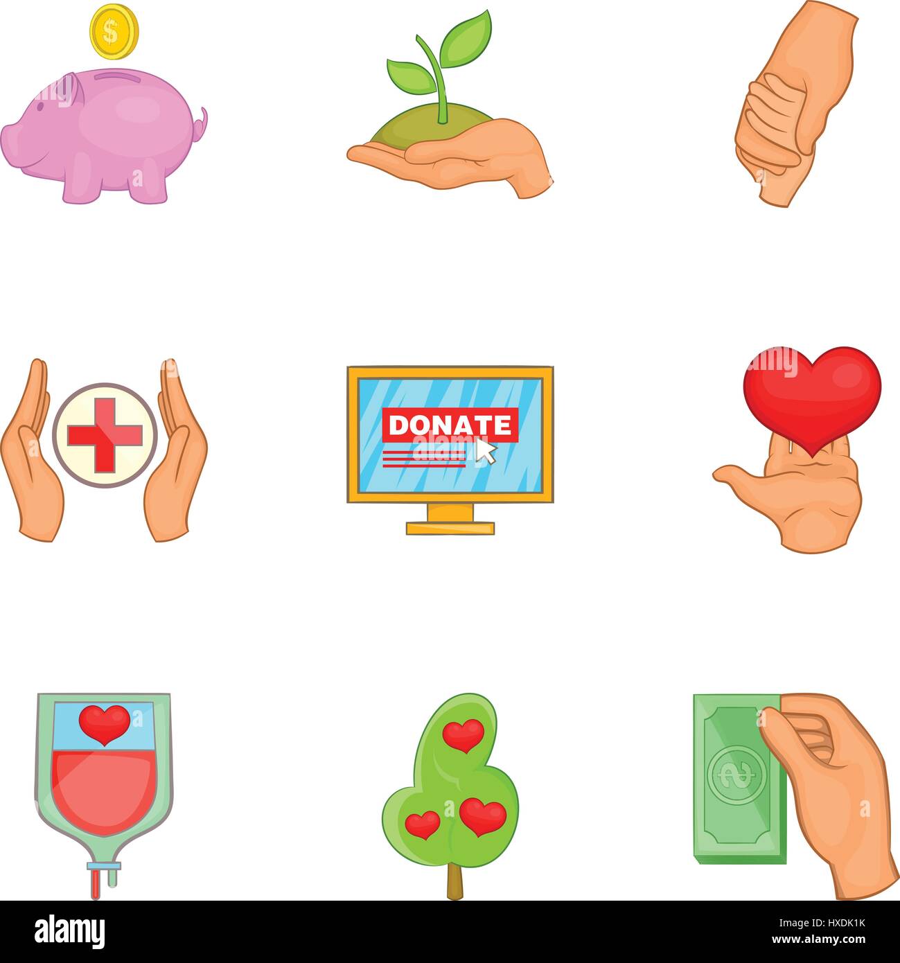 Donation icons set, cartoon style Stock Vector Image & Art - Alamy