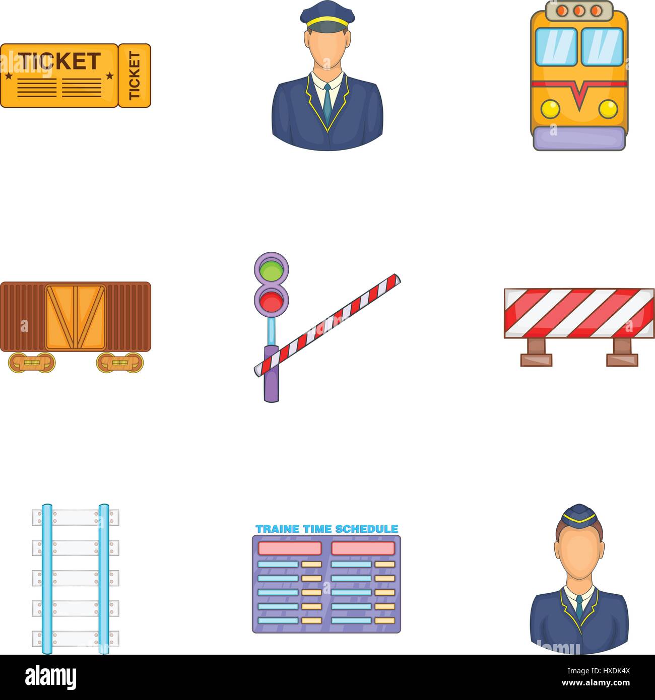 Railway icons set, cartoon style Stock Vector Image & Art - Alamy
