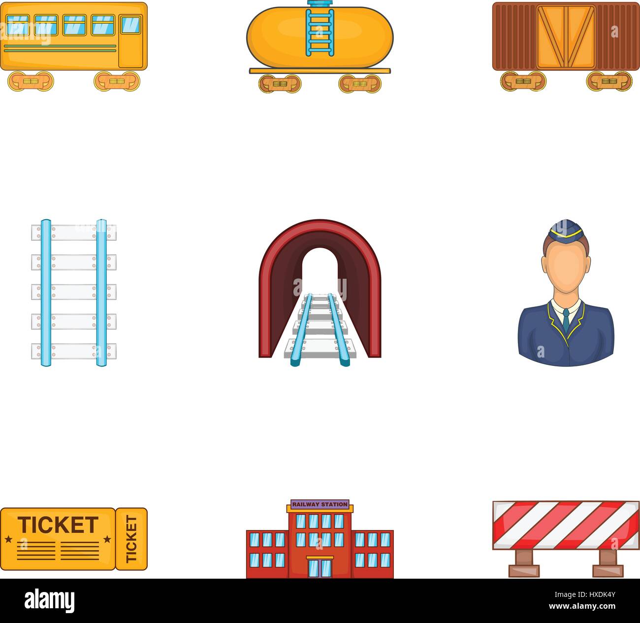 Iron way road icons set, cartoon style Stock Vector Image & Art - Alamy