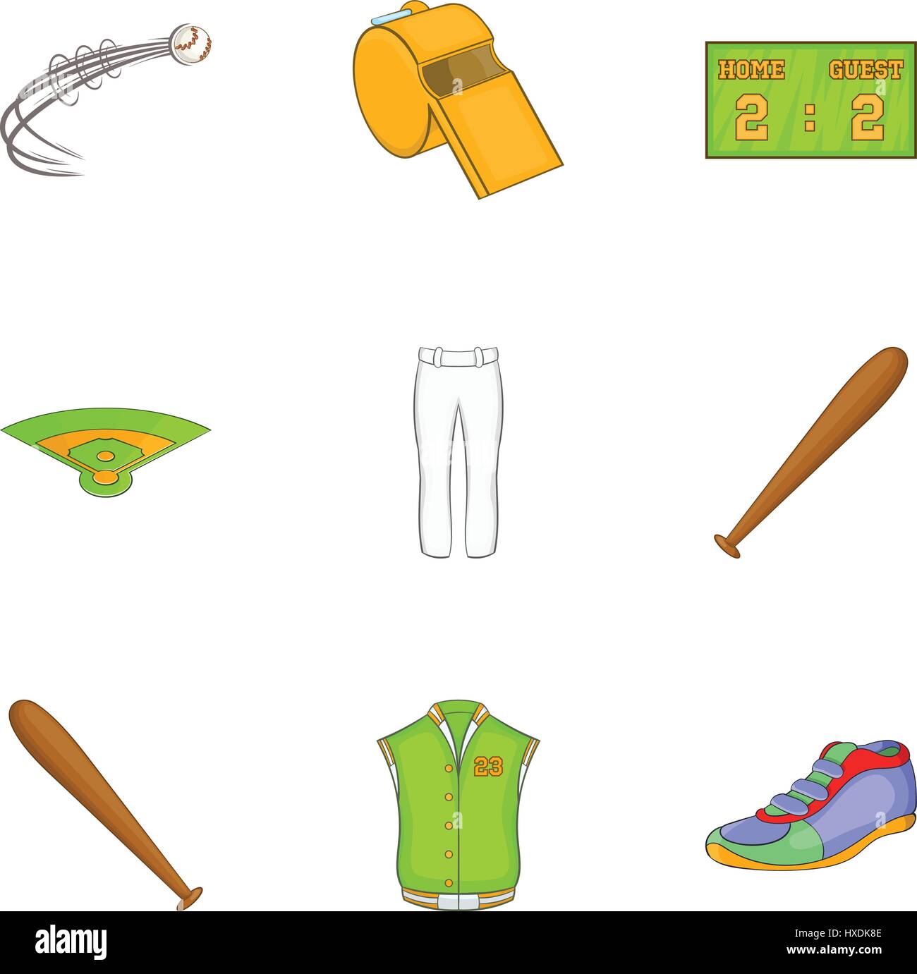 Baseball icons set, cartoon style Stock Vector Image & Art - Alamy
